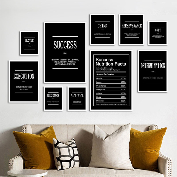 Black and White Hustle Verb Execution Noun Motivational Posters Wall ...