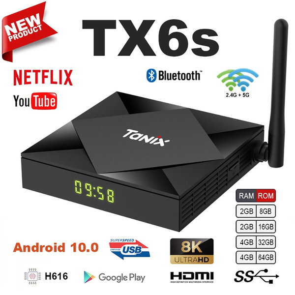 TX6S Smart Android 10.0 TV Box Allwinner H616 Quad Core 2.4G/5G Duble ...