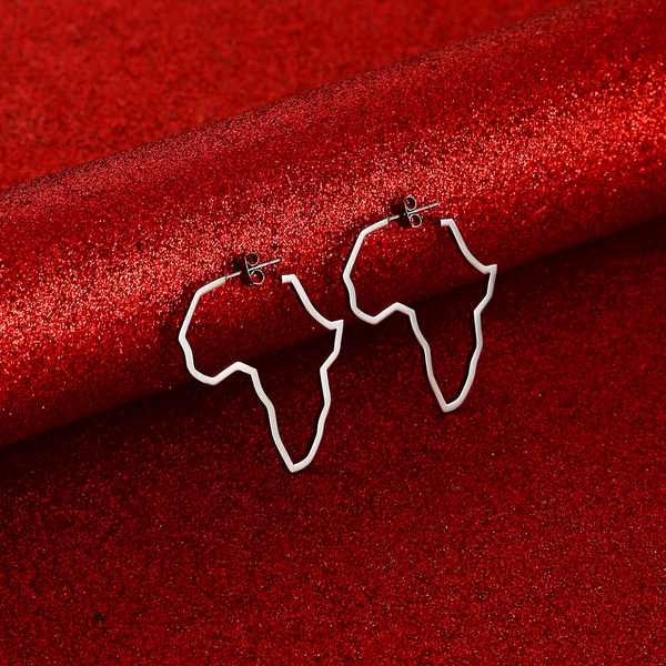 Map of Africa Earrings for Women Girl Trendy Silver Color Gold Color ...