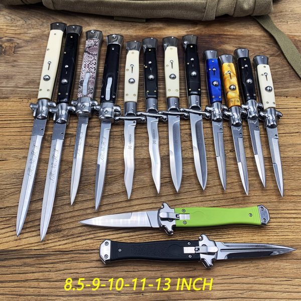 9"10'' 10'13 Inch AKC Italian style spring assisted Side jump knife ...