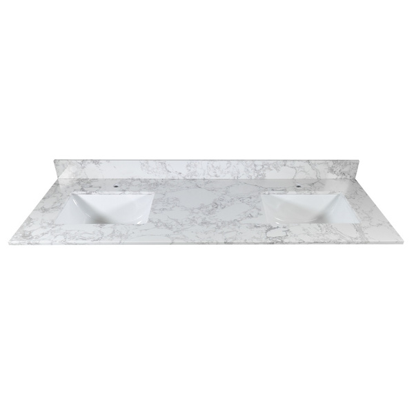 61x22 inch Bathroom Stone Vanity Top Engineered Stone Carrara White ...