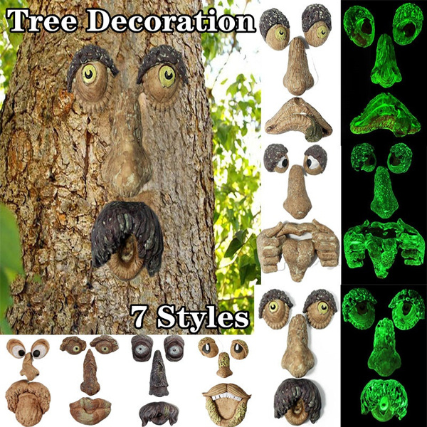 Easter Tree Faces Decor Ghost Face Garden Outdoor Funny Old Man Face ...