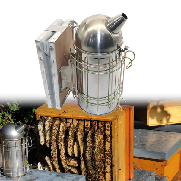 Manual smoker Stainless Steel Spray Smoke Bee Hive Smoker With Leather gas bag Beekeeping ...