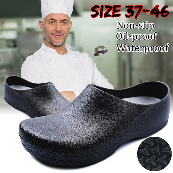 Men/Women's Plus Size 37-46 Black Non-slip Oil-proof Waterproof Labor ...