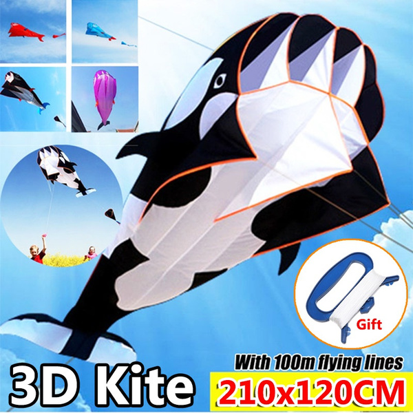 3D Huge Frameless Soft Parafoil Giant Dolphin Kite with 100m Kites ...
