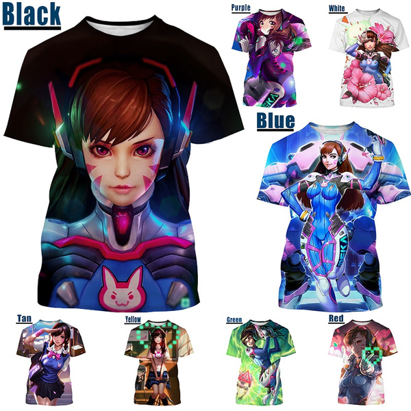 New Fashion Overwatch Character D.Va 3D Print T-shirt Personality Anime ...