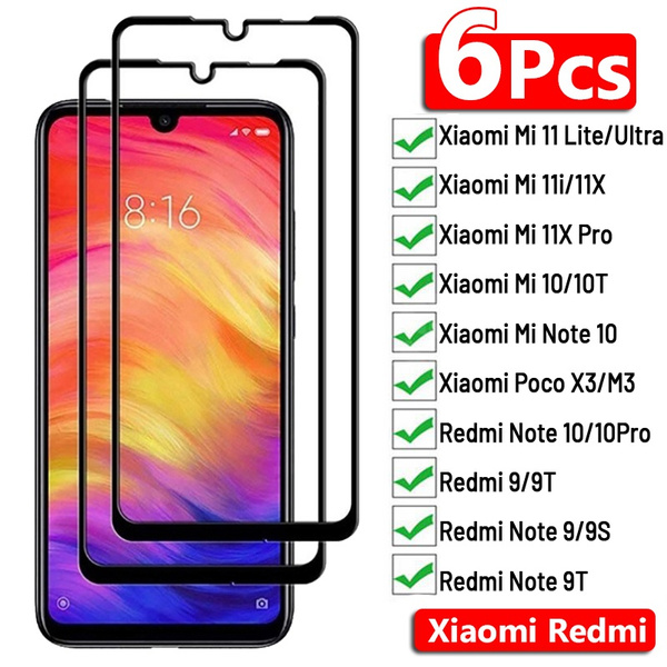 3/6 Pcs 9H 0.3mm Full Coverage Screen Protector For Redmi 9 9T 9A 9C Note10 10Pro Note9T 9S 9Pro ...