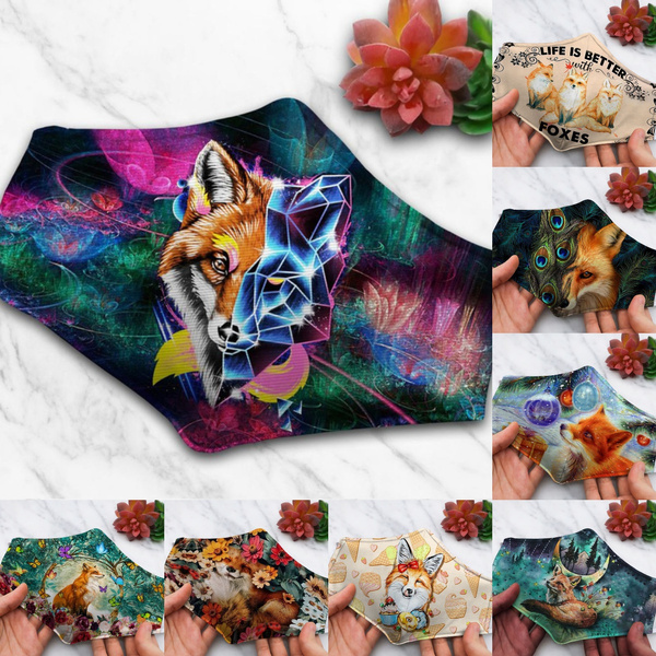 Fox Neon Face Cover Fox Modern Design Half Fox Color Art 3d Print ...