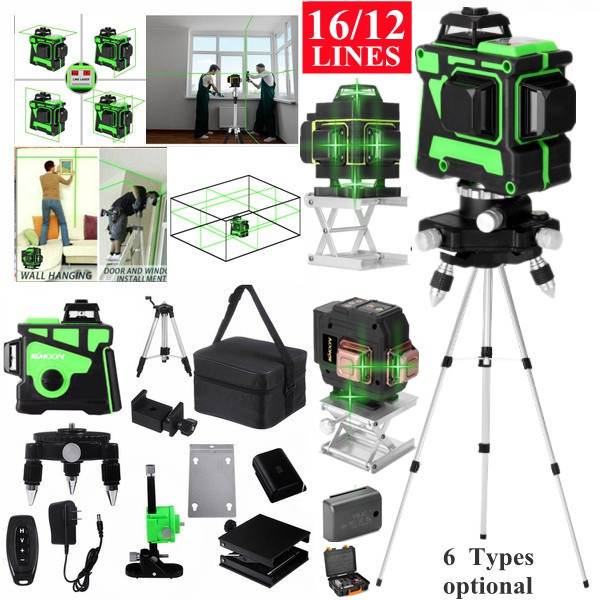 2021 NEW Multifunctional 4D 16/12 Lines Laser Level 3° Self-leveling ...