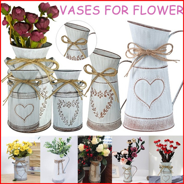 NEW Retro Garden Metal Flower Vases Home Wedding Artificial Flowers ...