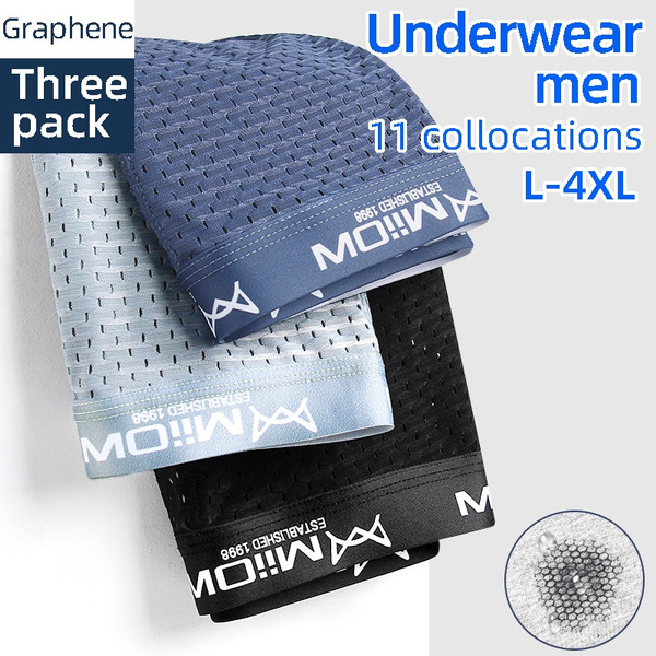 Summer Men Underwear Ice Silk Mesh Graphene Antibacterial Icy Elastic ...