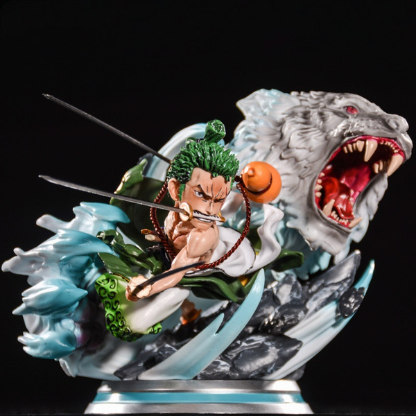 Anime One Piece ZORO Statue Action Figure GK White Tiger Kimono Roronoa ...