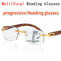 Near-far Dual-purpose Rimless Multi-focus Reading Glasses Men's ...