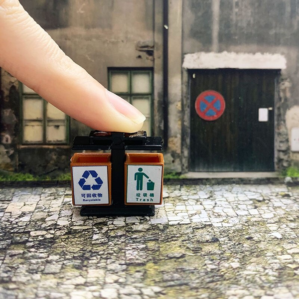 5Pcs 1/87 HO/N Scale model Garbage Trash Can Rubbish Bin model train ...