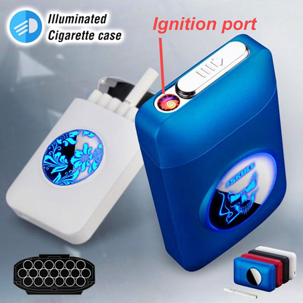 Cigarette Case Box with USB Electronic Lighter Tobacco Storage Case ...