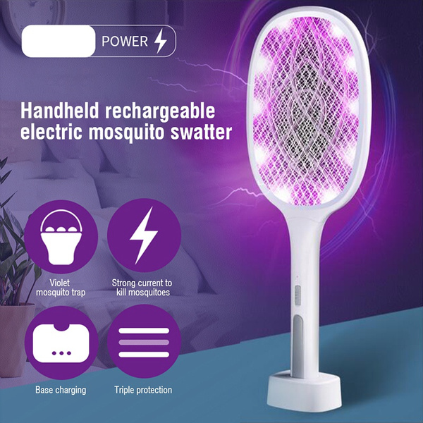 Bug Zapper, 2 in 1 Rechargeable Electric Fly Swatter, Mosquito Swatter ...