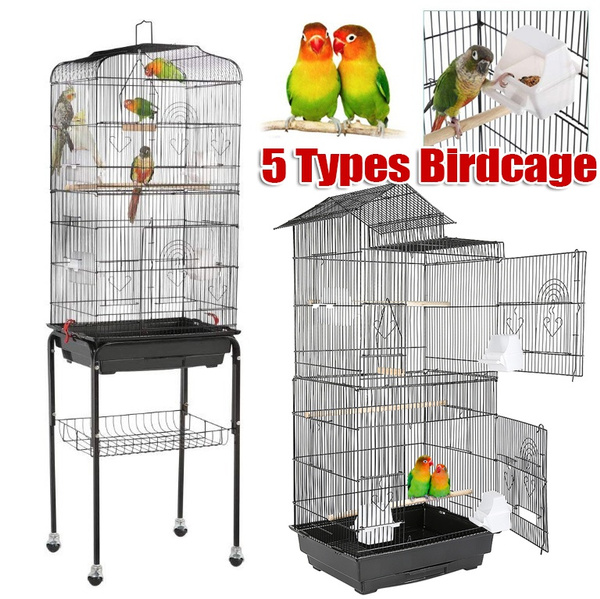 Bird Cage Parrot Finch Cage With Stand Cockatiel Pet House Wrought Iron ...