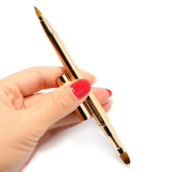 Metal retractable double-ended lip brush, concealer brush, lipstick ... Metal retractable double-ended lip brush, concealer brush, lipstick ...
