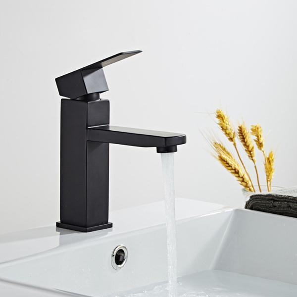 Bathroom Basin Faucets Hot Cold Mixer Tap Single Hole Square Paint Sink ...