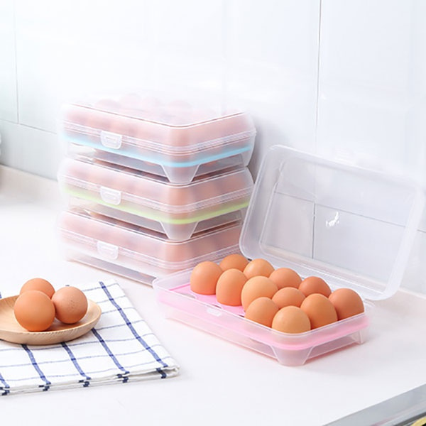 15 Grids Egg Storage Box Kitchen Refrigerator Eggs Tray Holder ...