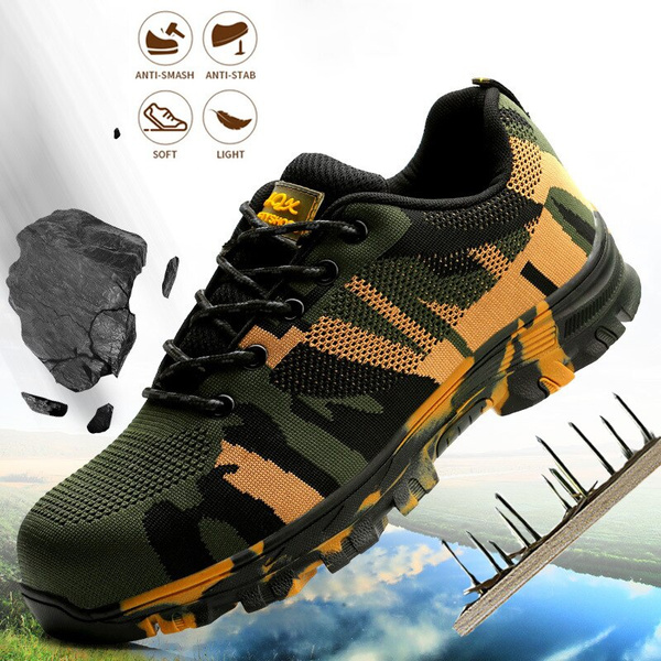 Camouflage Work Boots Safety Shoes Steel Toe Cap Sneakers Puncture ...