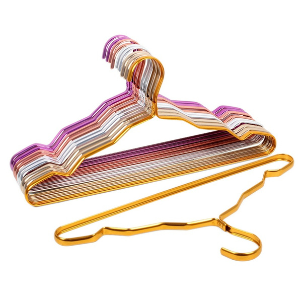 10PCS Metal Hangers Clothes Rack Aluminium Alloy Anti-Slip Traceless ...