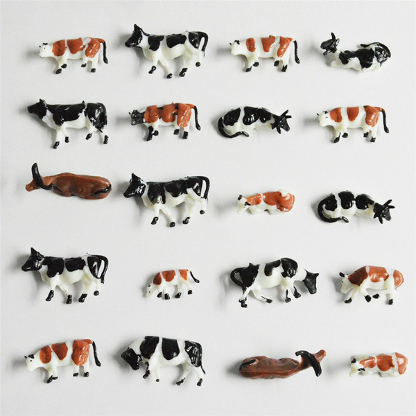 20Pcs 1:87 Ho Scale Simulation Model Painted Farm Animals Mixed Color ...