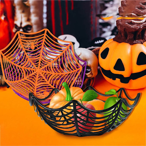 Halloween Decoration Black Spider Web Bowl Fruit Plate Candy Biscuit ...