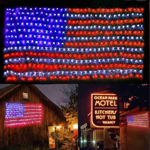 American Flag String Lights Usa Flag Net Light Waterproof Voltage | Wish