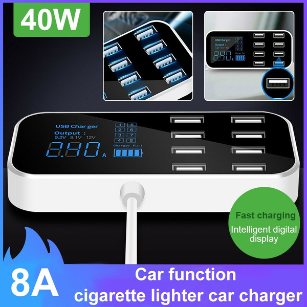 8A Car 8 Ports USB Fast Charger Multiport Phone Charging Station LCD ...