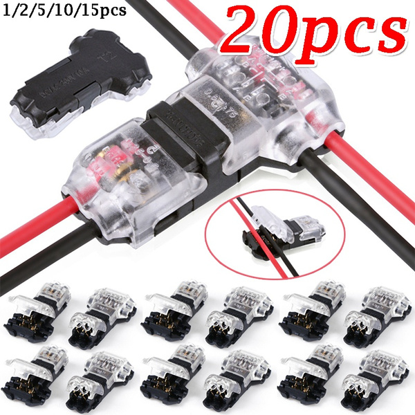 20PCS 2 Pin 2 Way Low Voltage Universal Compact Wire T Tap Connectors ...