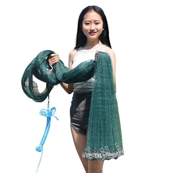 2.4m 3m Fishing Net Bait Easy Throw Hand Cast Strong Nylon Mesh Sinker ...