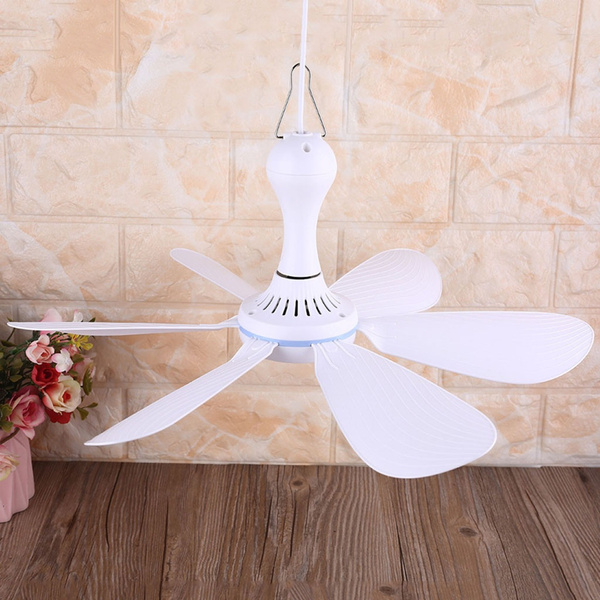 6 Leaves Canopy 5V USB Ceiling Fan Timing 4 Speed Outdoor Camp Tent ...