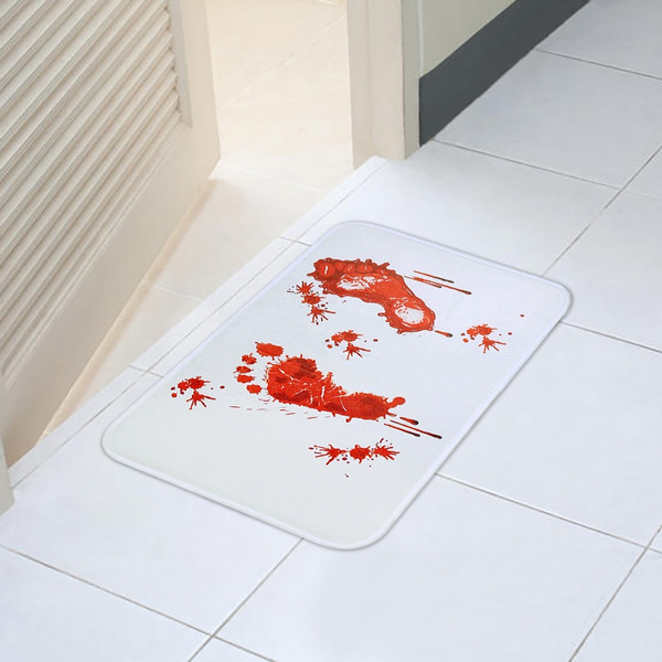 Blood Footprint Anti-slip Mat Creative Foot Blood Stains Carpet Horror ...