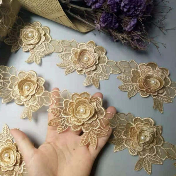 1 yard Soluble Rose Diamond Flower Floral Embroidered Lace Trim ...