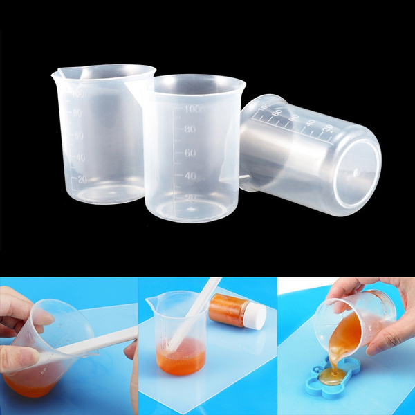 1-5Pcs/bag 100ml Plastic Measuring Glass Clear Cup Kit Epoxy Resin ...