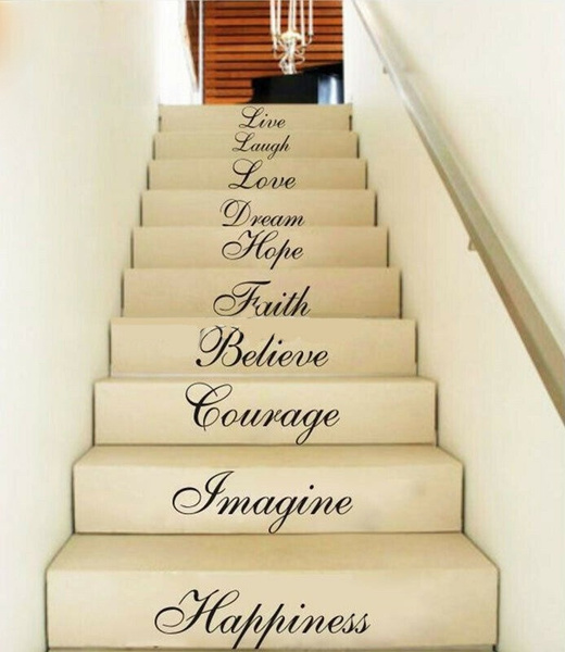 Hot 45*58cm Wall Stair Riser Stickers Ten Inspiration Words Quotes ...