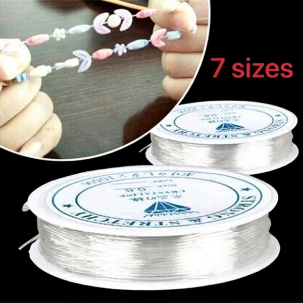 7 Sizes Transparent White Crystal Elastic Stretchy Beading Thread Cord ...