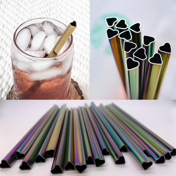 Heart Shaped Stainless Steel Metallic Straw Reusable Drinking Straw ...