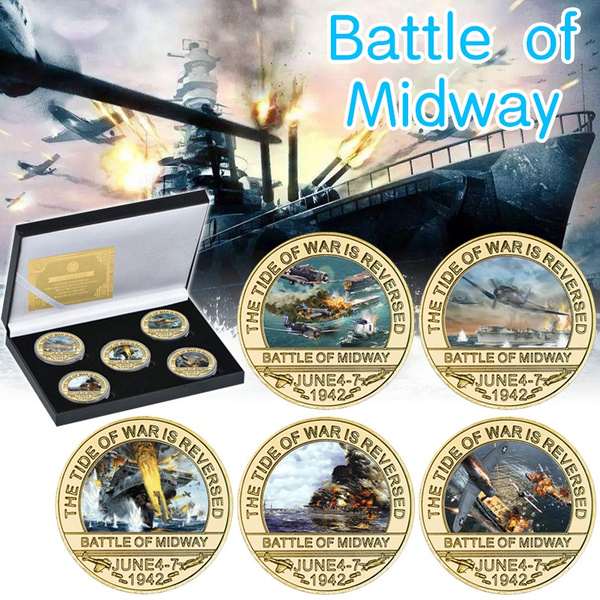Battle of Midway Gold Plated Challenge Coins Set In Coin Holder Army ...