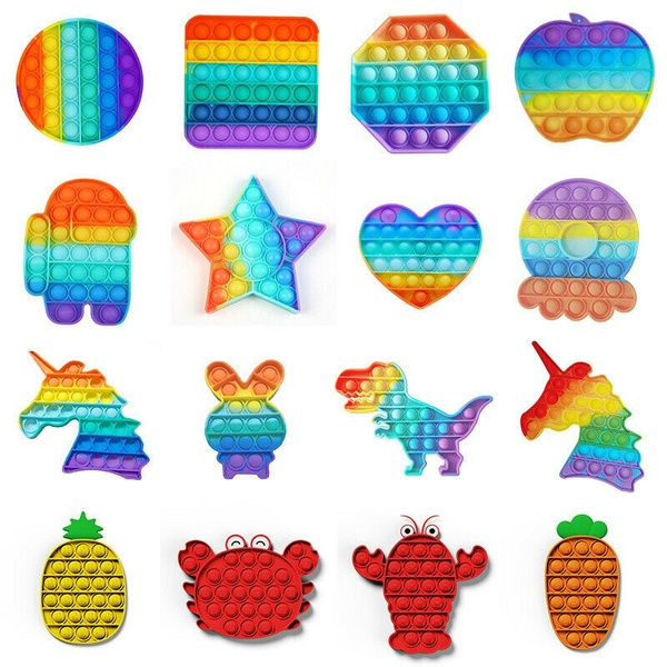 Push Pop Fidget Toy Push Pop Bubble Sensory Silicone Tool Stress Relief ...