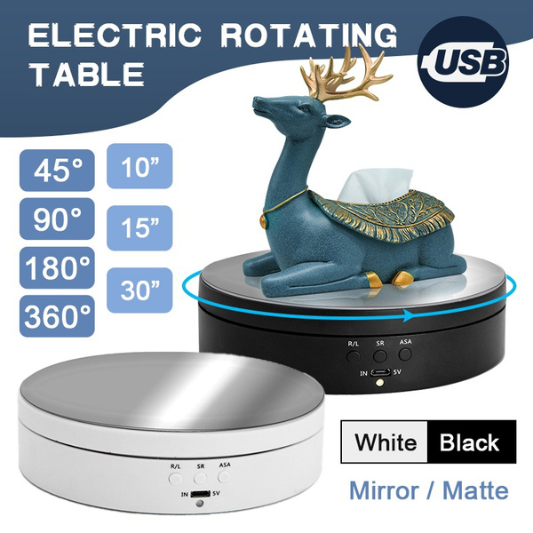 360 ° Rotating Display Stand Mirror Top Electric Turntable Jewelry ...