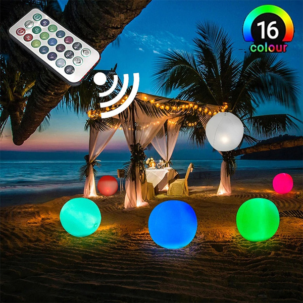 Glowing Beach Ball Remote Control LED Light Swimming Pool Toy Glowing ...