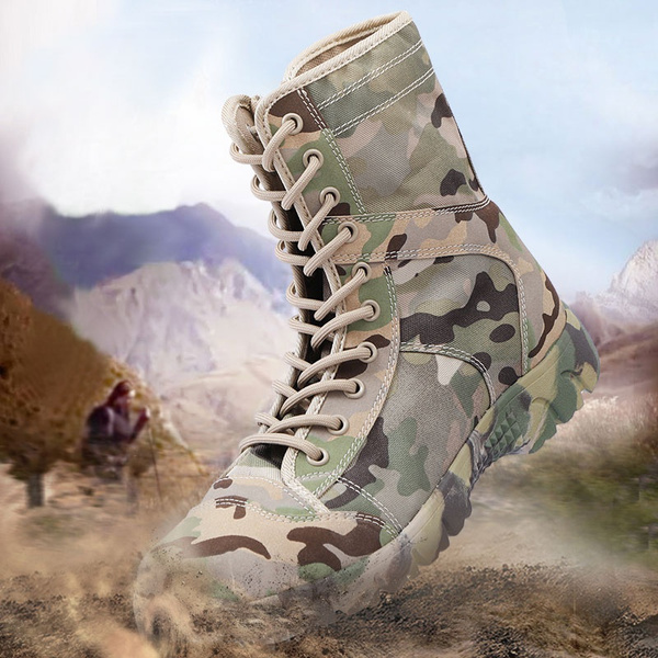 Men's Outdoor Camouflage Waterproof Military Combat Boots Breathable ...