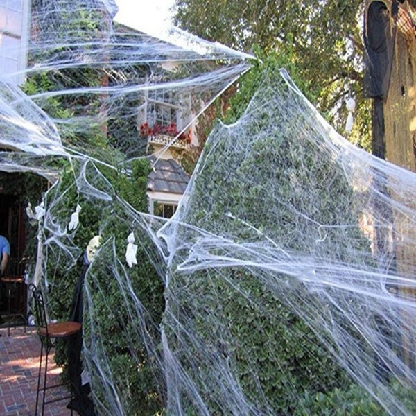 Horrifying Halloween Garden Decor Spider Web Scene Props Stretchy ...