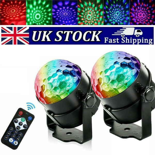 1/2PCS RGB LED Party Effect Disco Ball Light Stage Lighting with Remote ...