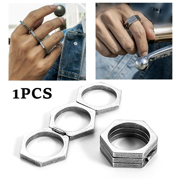 New Outdoor Titanium Steel Foldable Ring Finger Tiger Self-defense Fist ...
