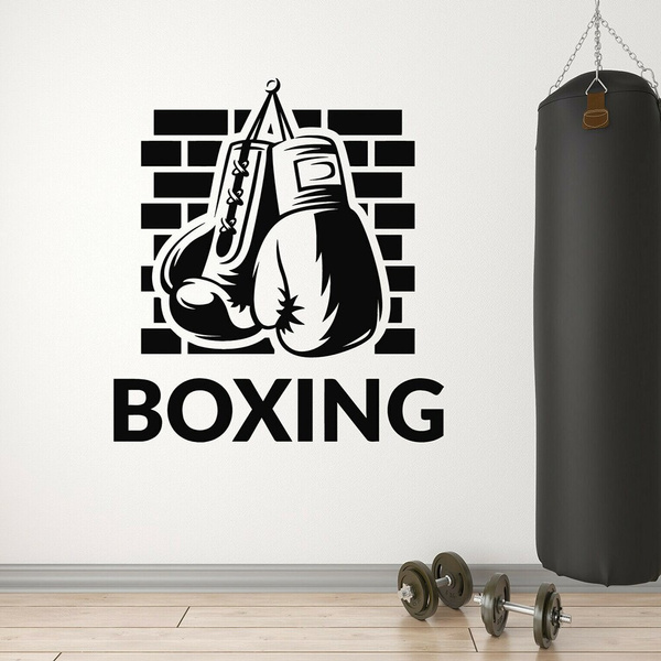 Boxing Logo Vinyl Wall Decal Boxing Gloves Gym Sports Fighting Martial ...