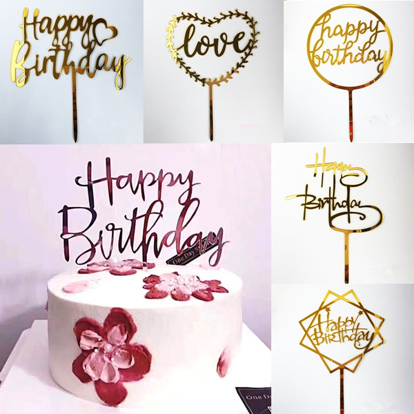 Happy Birthday Cake Topper Acrylic Letter Cake Topper Party Supplies ...