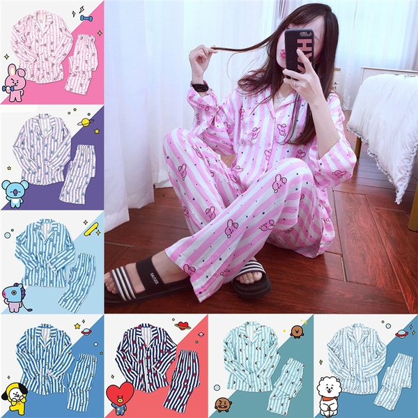 Kpop BTS Bangtan Boys Korean Star BT21 Kawaii Cartoon Soft Pajamas ...